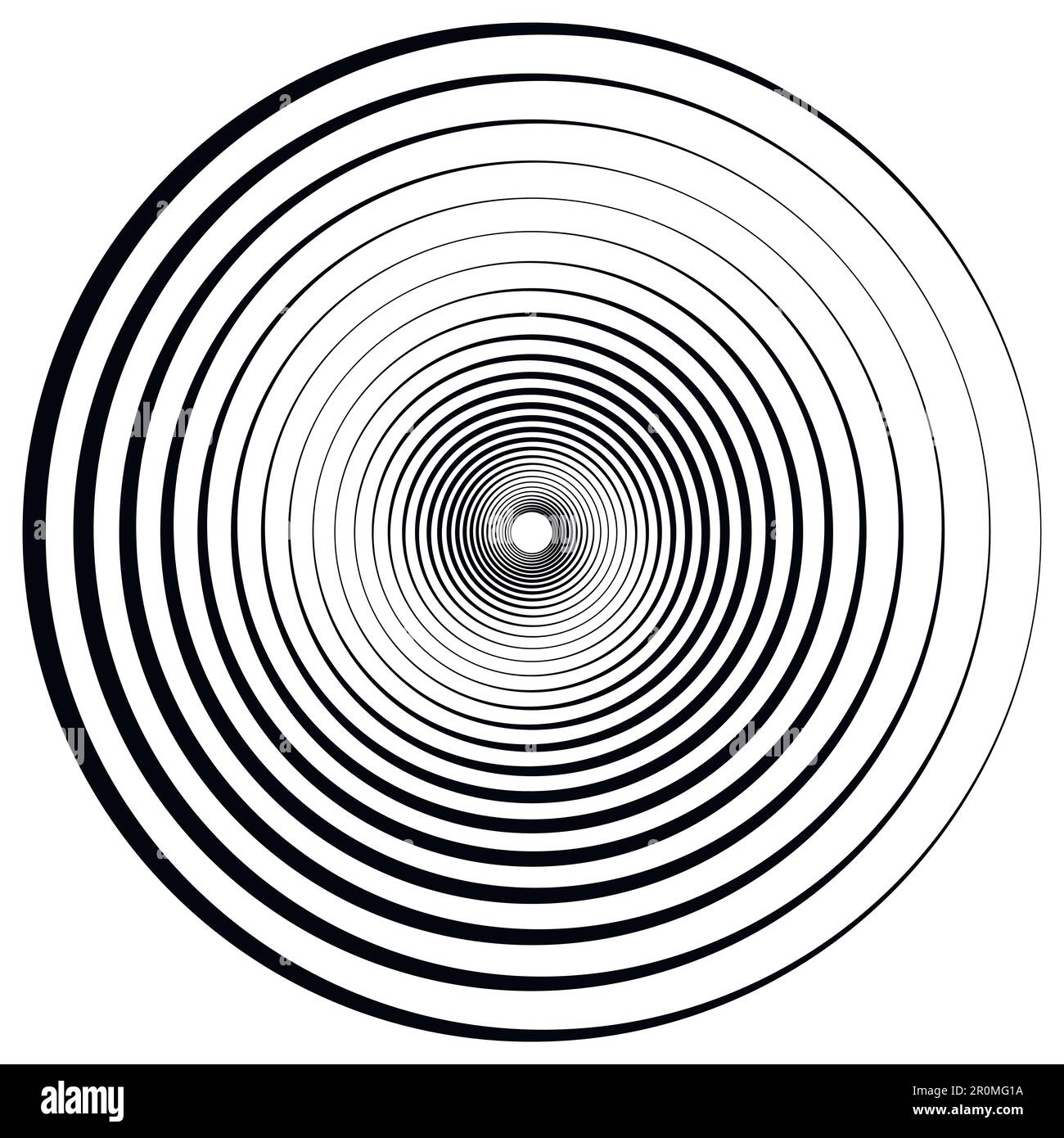 Abstract geometric spiral, ripples with circular, concentric lines. Vector whirlpool swirl ...