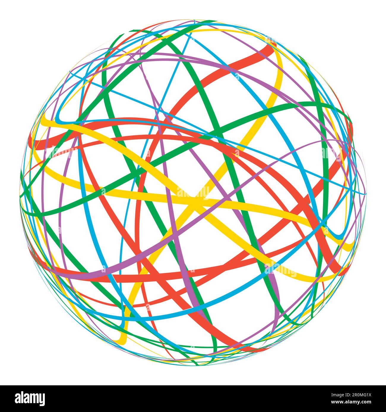 Sphere with colored lines stripes around the orbit rainbow, vector ...