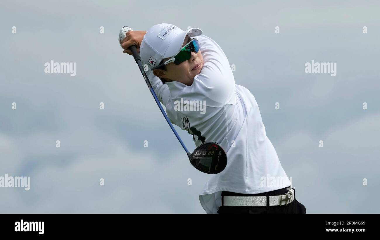 South Korea's Hyo Joo Kim hits from the 12th tee at the International ...