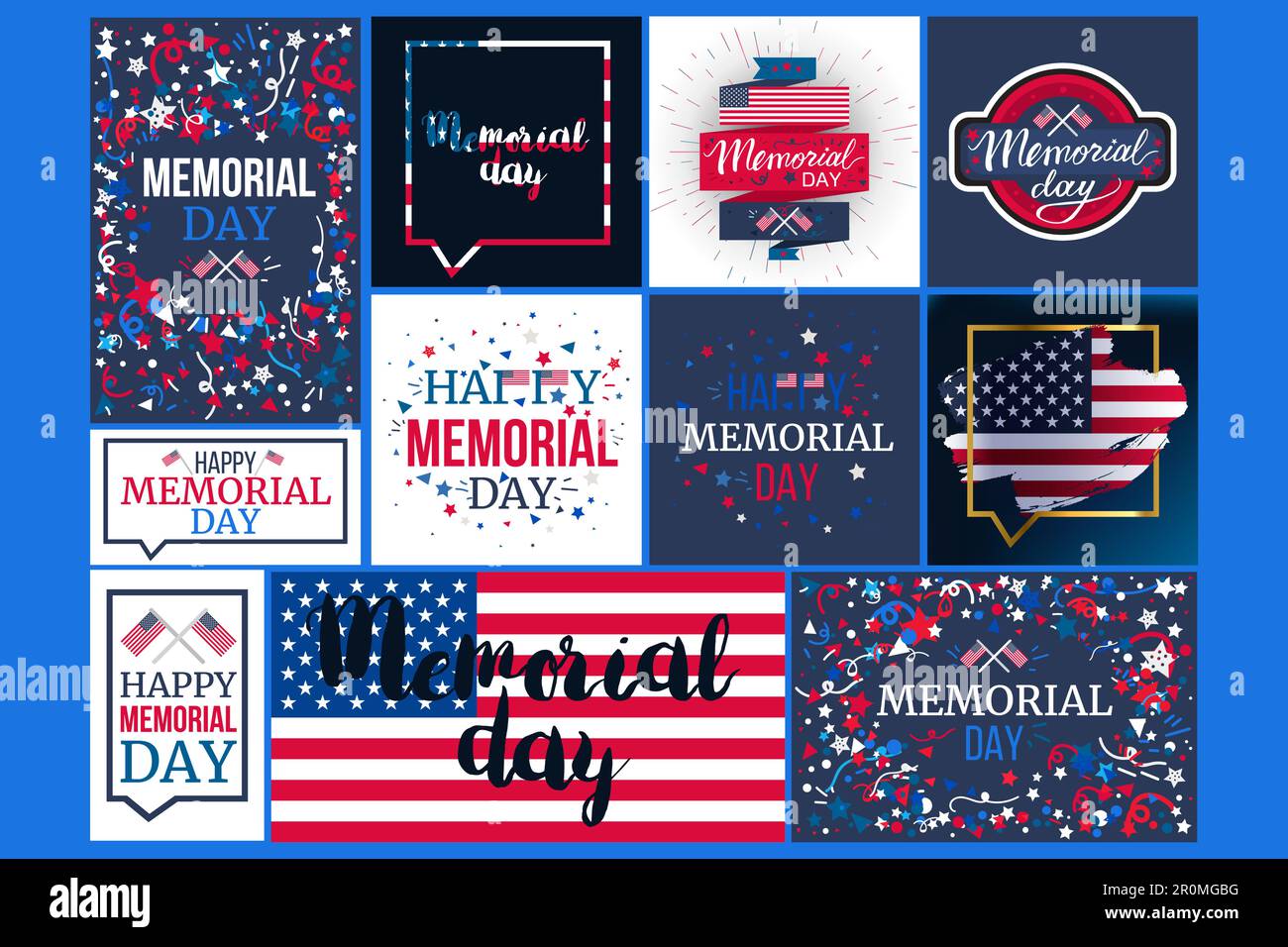 Memorial Day Banner with american flag set. Vector Stock Vector Image ...
