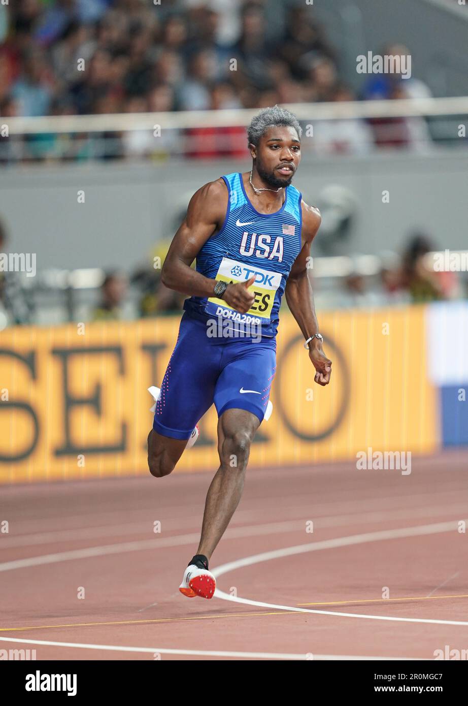 Noah Lyles running the 200m at the 2019 World Athletics Championships ...