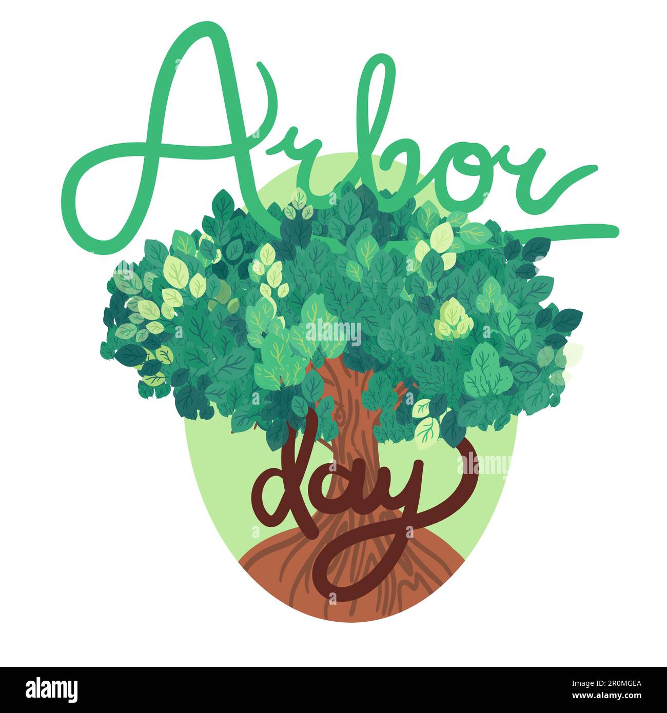Save Our Planet Concept With Tree. Arbor Day Greeting for sticker ...