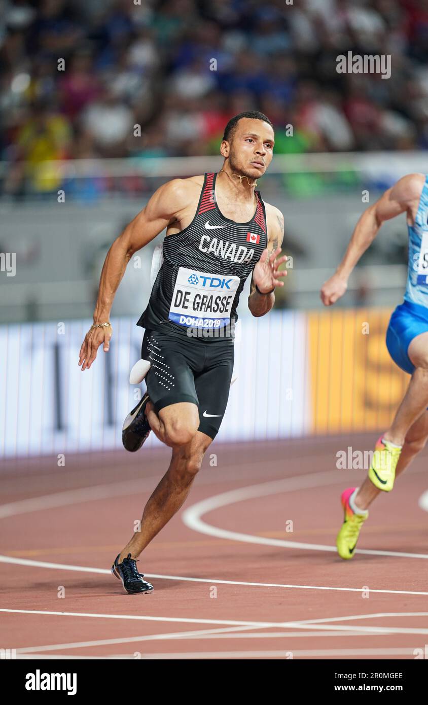 Andre De Grasse running the 200m at the 2019 World Athletics ...