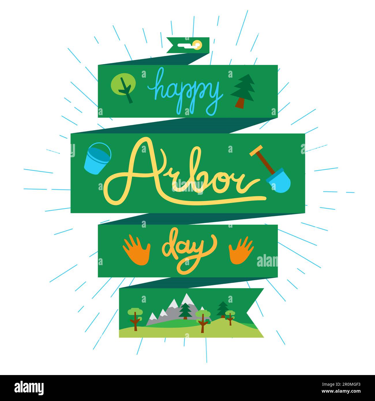 Save Our Planet Concept With shovel, bucket and hand. Arbor Day ...