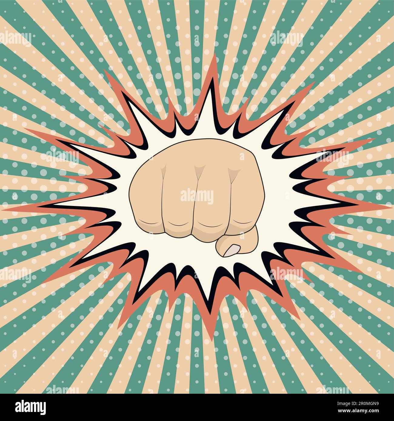 Vector Pop Art Cartoon Fist Comic Book Crash Explosion Graph Vintage Pop Art Punching Fist