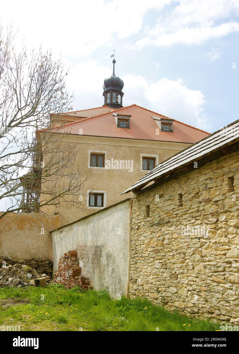 The Gothic tower fortress in Malesov was built in the 14th century. In ...