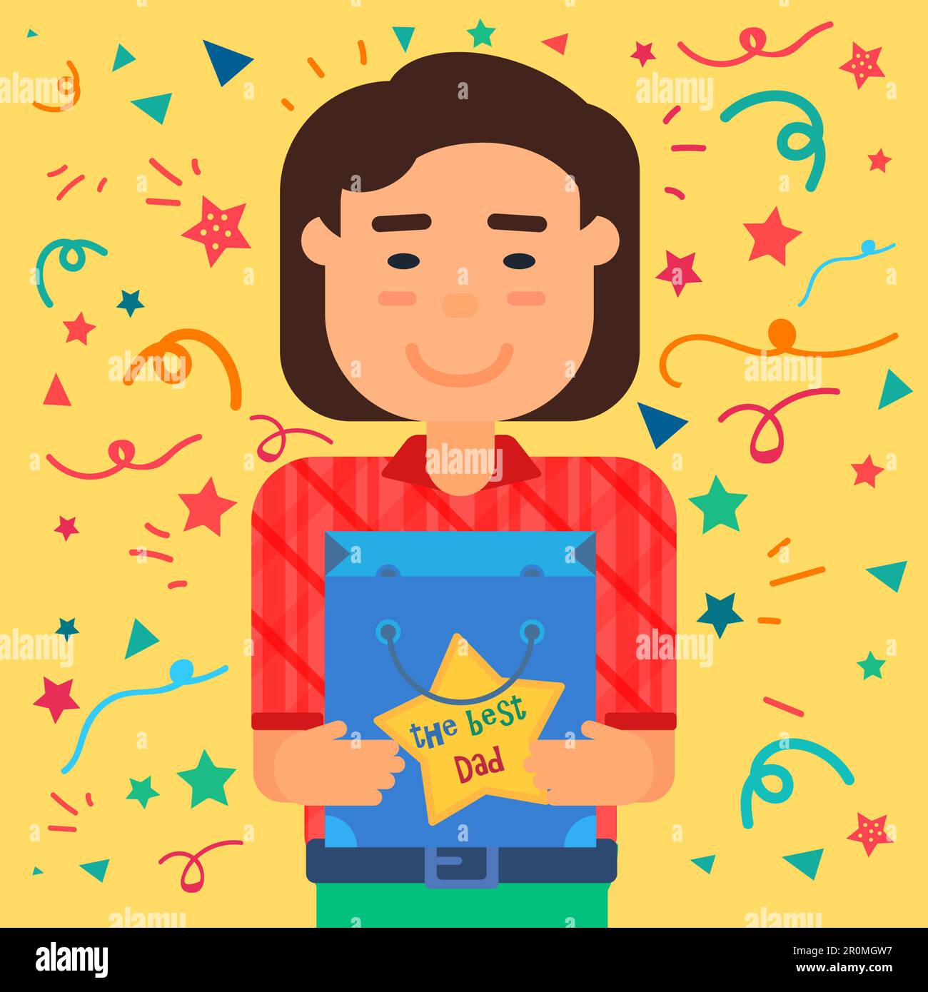 Happy Fathers Day concept with happy asian father. Vector Stock Vector ...