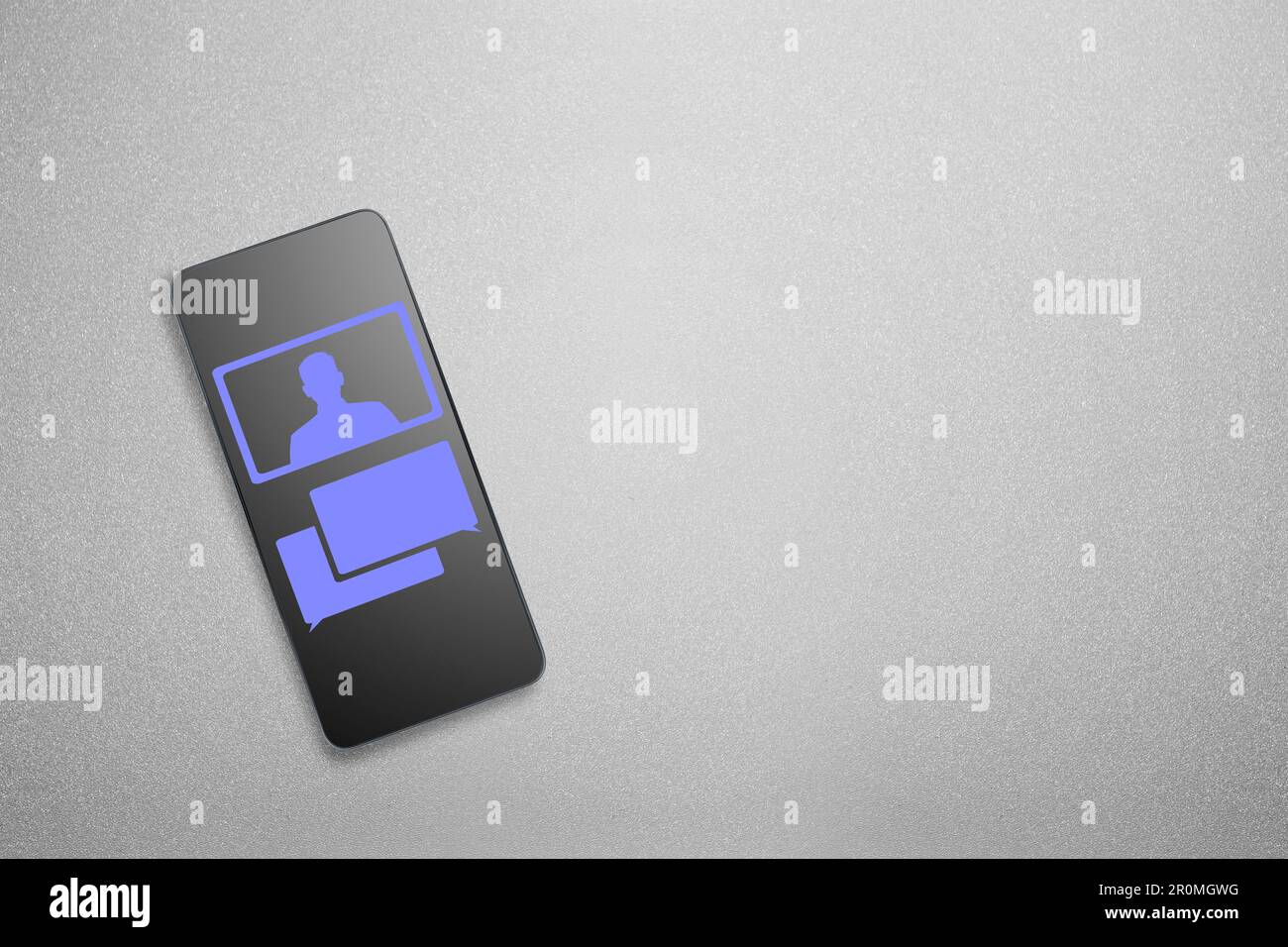 Mobile phones with photo profiles and message icons on the screen ...