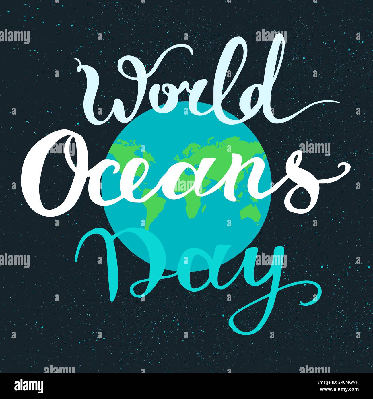 World Ocean Day Lettering Banner With Earth. Vector Stock Vector Image ...