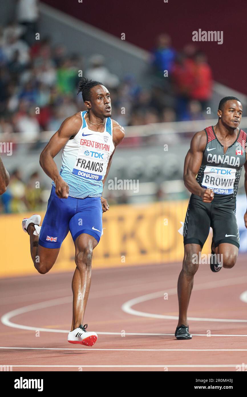 Miguel Francis running the 200m at the 2019 World Athletics Championships in Doha Stock Photo ...