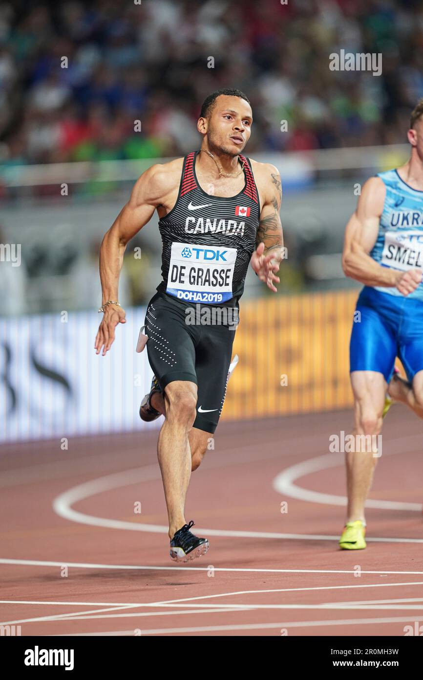 Andre De Grasse running the 200m at the 2019 World Athletics ...