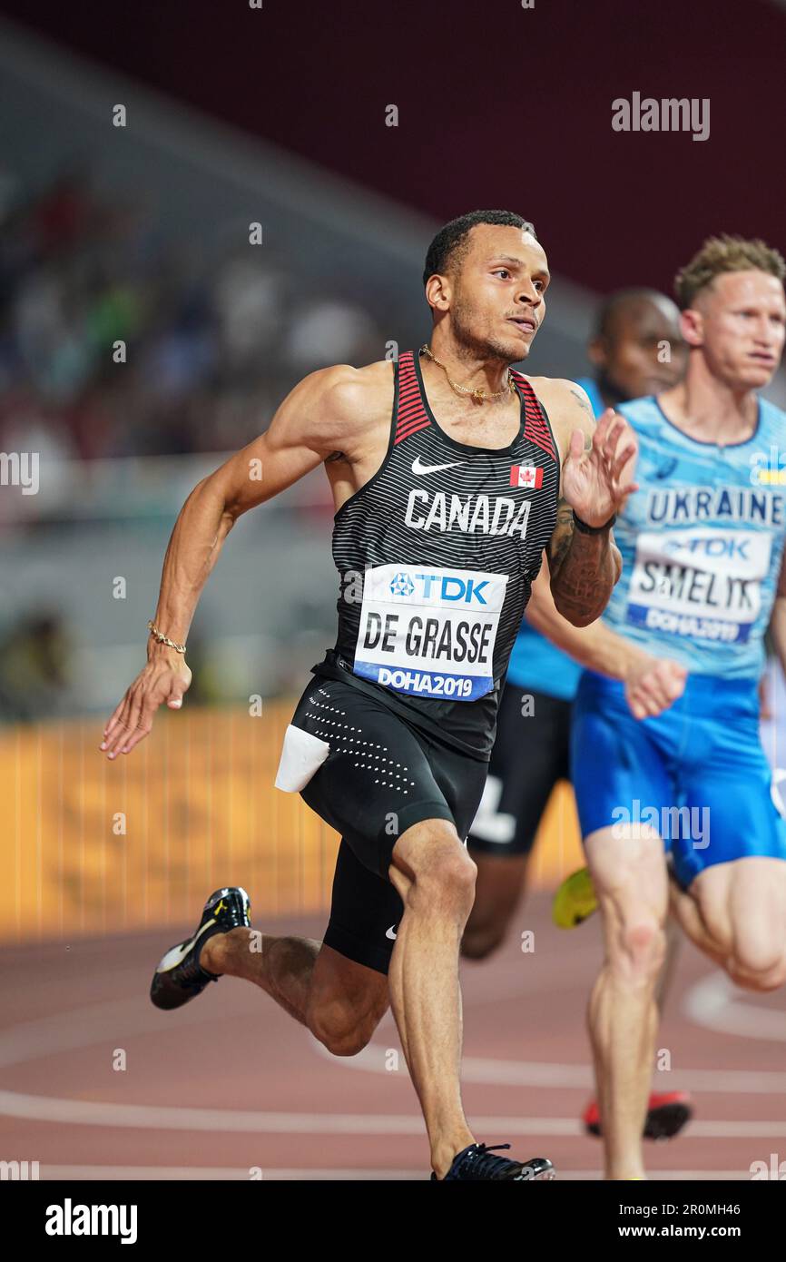Andre De Grasse running the 200m at the 2019 World Athletics ...