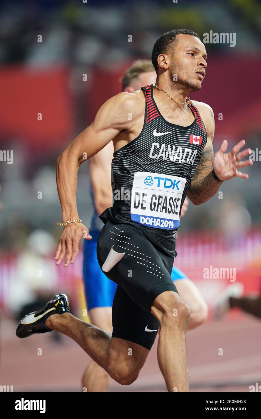 Andre De Grasse running the 200m at the 2019 World Athletics ...
