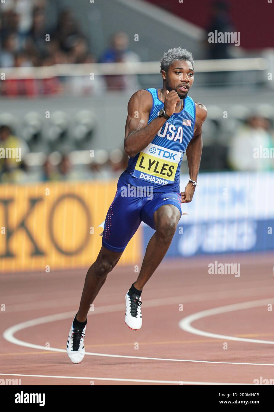 Noah Lyles running the 200m at the 2019 World Athletics Championships ...
