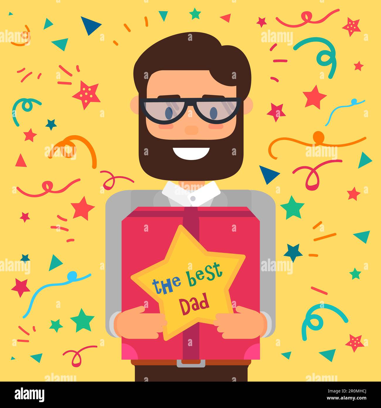 Happy Fathers Day concept with happy father. Vector Stock Vector Image ...