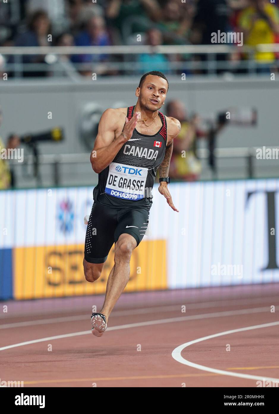 Andre De Grasse running the 200m at the 2019 World Athletics ...