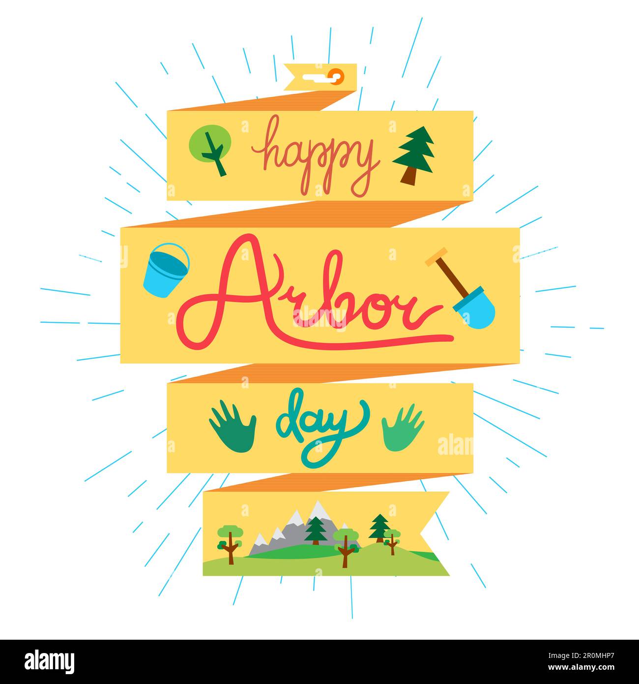 Save Our Planet Concept With shovel, bucket and hand. Arbor Day ...