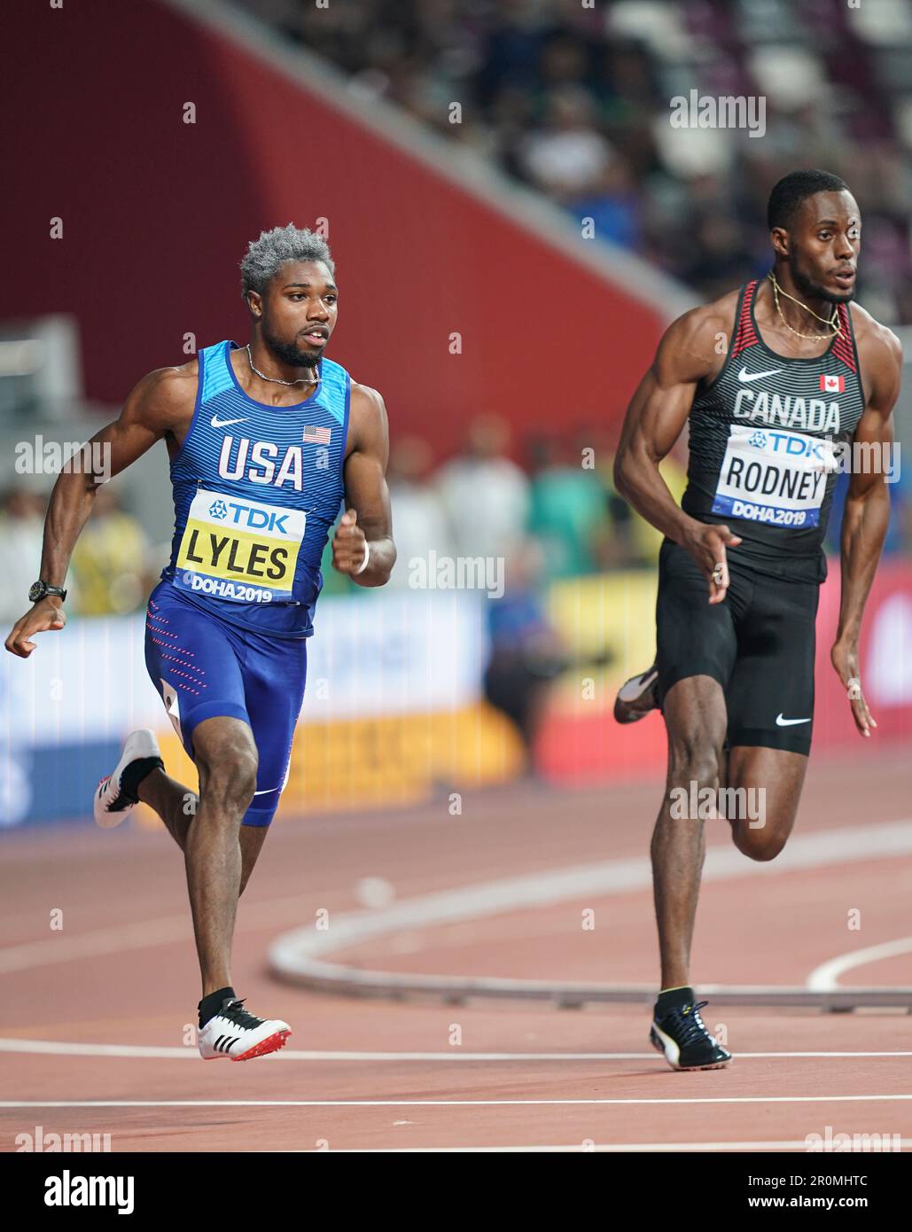 Noah Lyles running the 200m at the 2019 World Athletics Championships ...