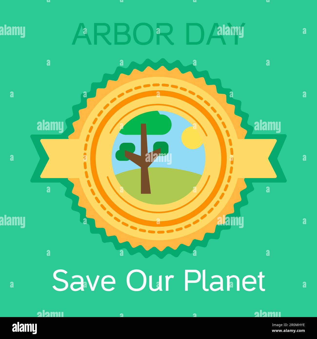 Save Our Planet Sticker. Arbor Day Greeting for sticker, banner and ...