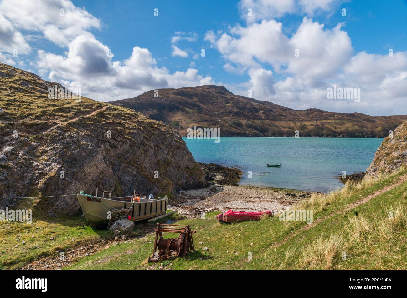 Sheltered inlet on The Kyle of Durness in Sutherland, Scotland Stock ...