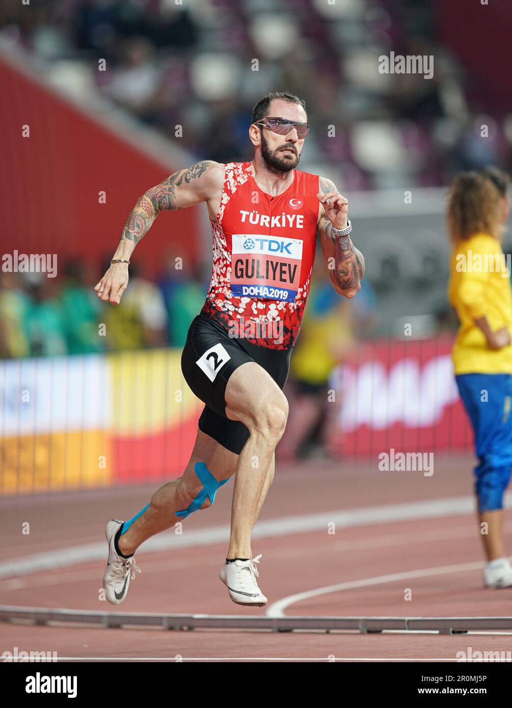 Ramil Guliyev running the 200m at the 2019 World Athletics ...
