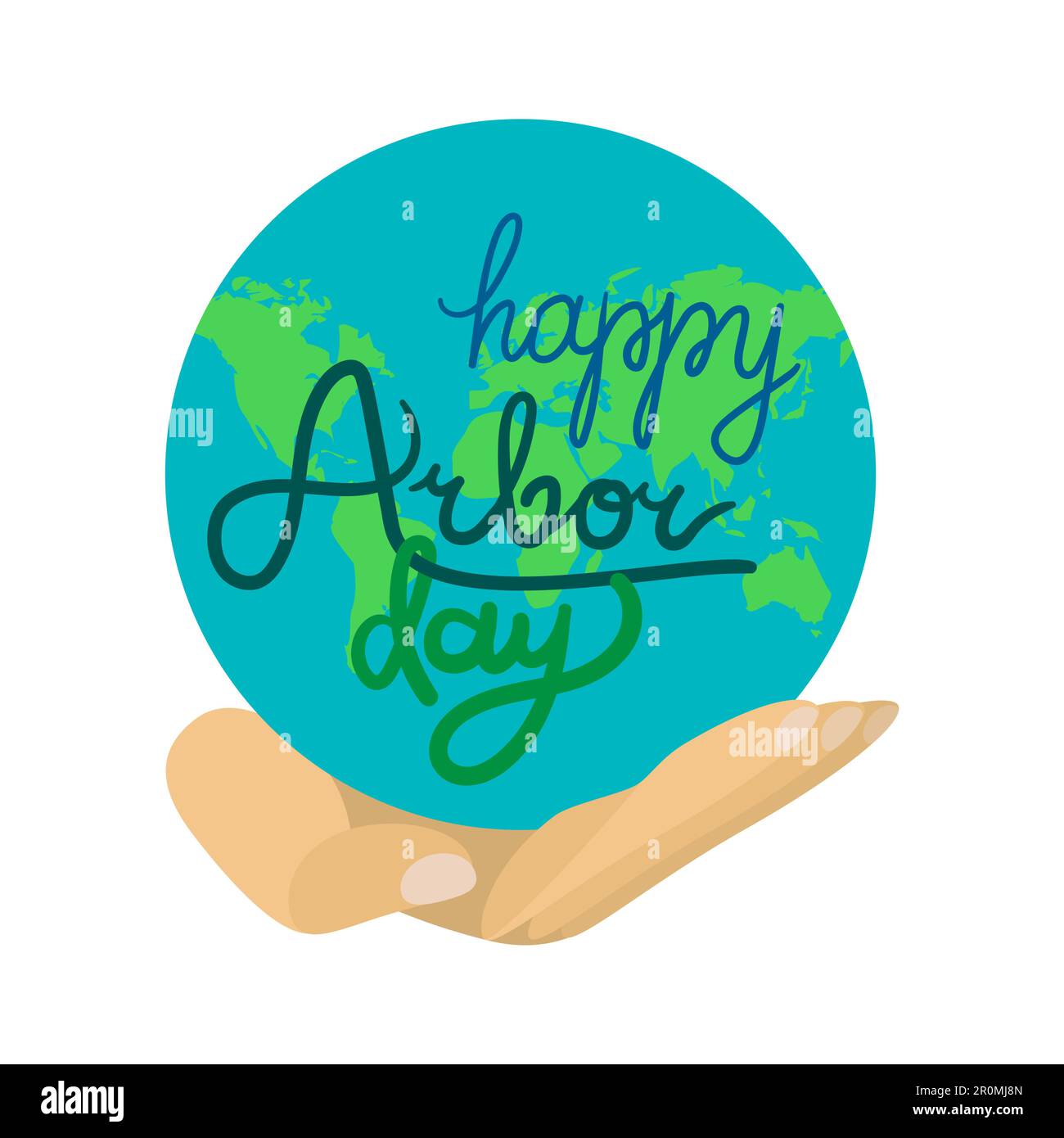 Save Our Planet Concept With Earth. Arbor Day Greeting for sticker ...