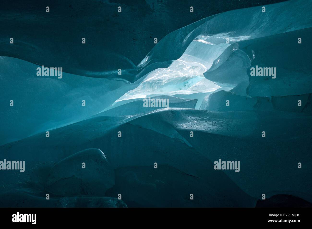 deep blue ice structure in a swiss ice cave in the Valais Alps Stock ...