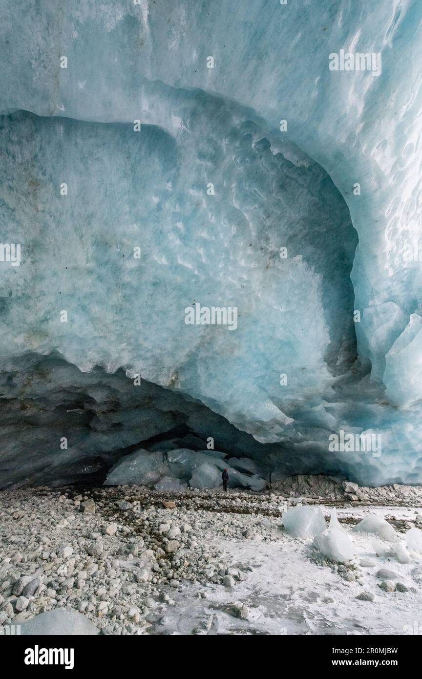 inside a deep blue ice cave in the Valais Alps Stock Photo - Alamy