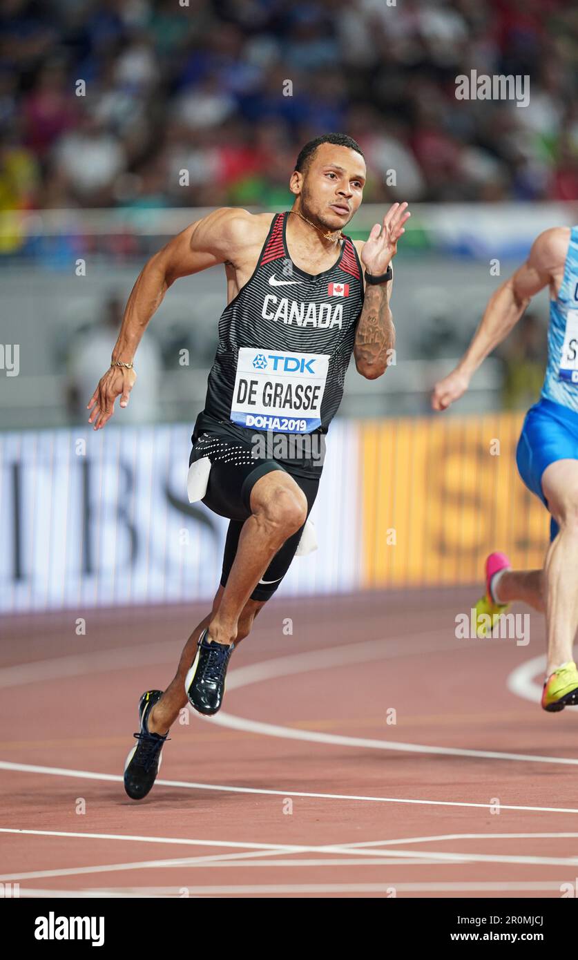 Andre De Grasse running the 200m at the 2019 World Athletics ...