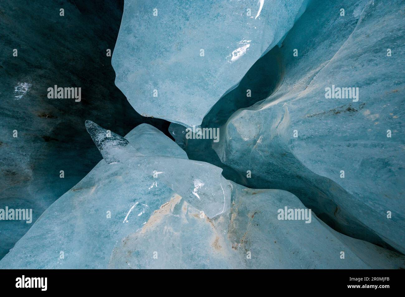 magical blue ice structures in a glacier cave in the Swiss Alps Stock ...