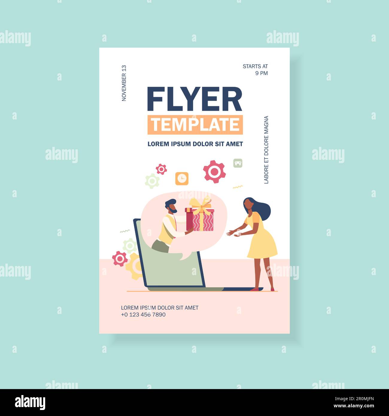 Female getting present Stock Vector Images - Alamy