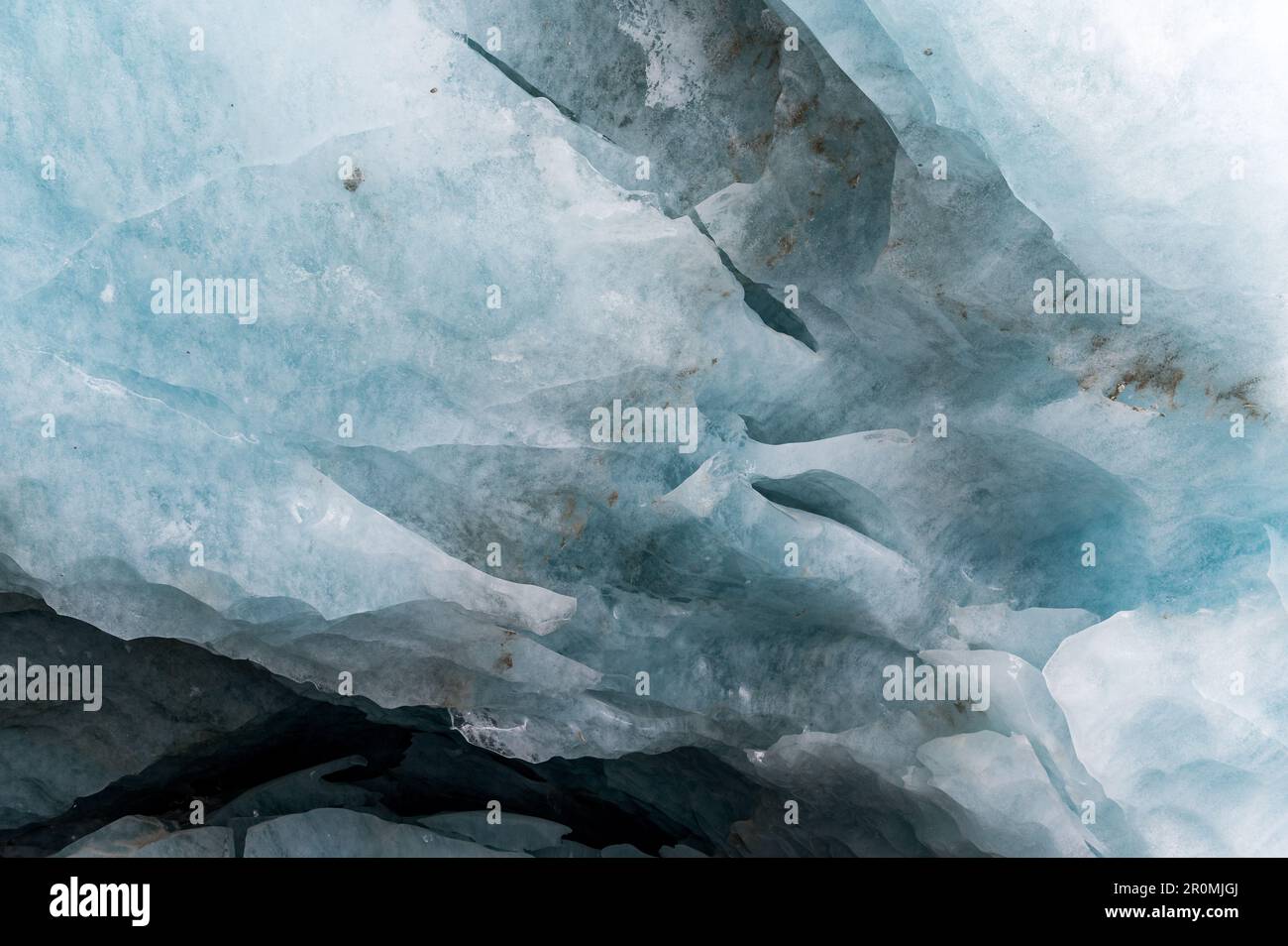 deep blue ice structure in a swiss ice cave in the Valais Alps Stock ...