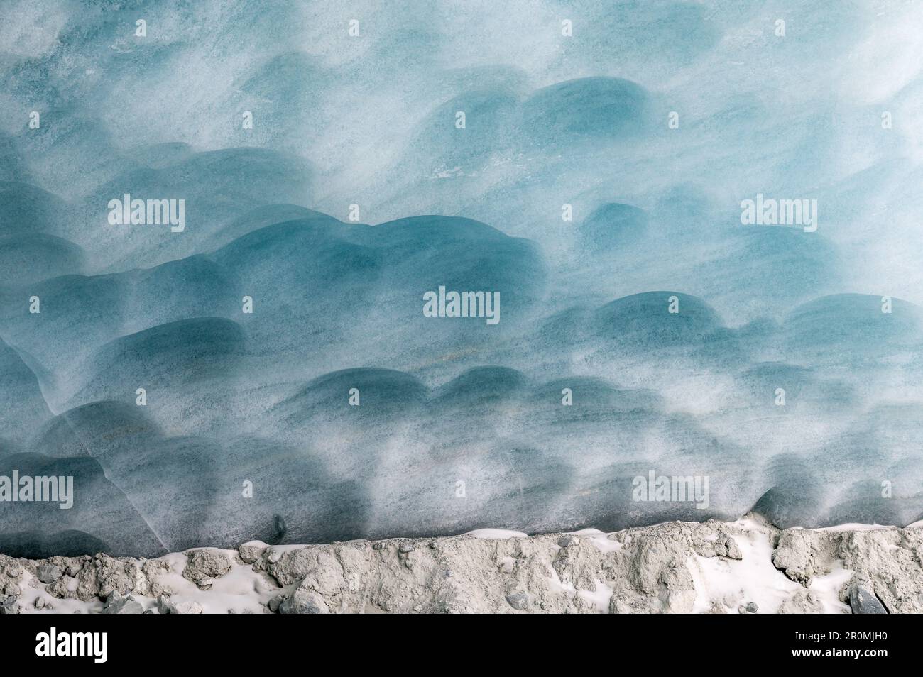 deep blue ice structure in a swiss ice cave in the Valais Alps Stock ...