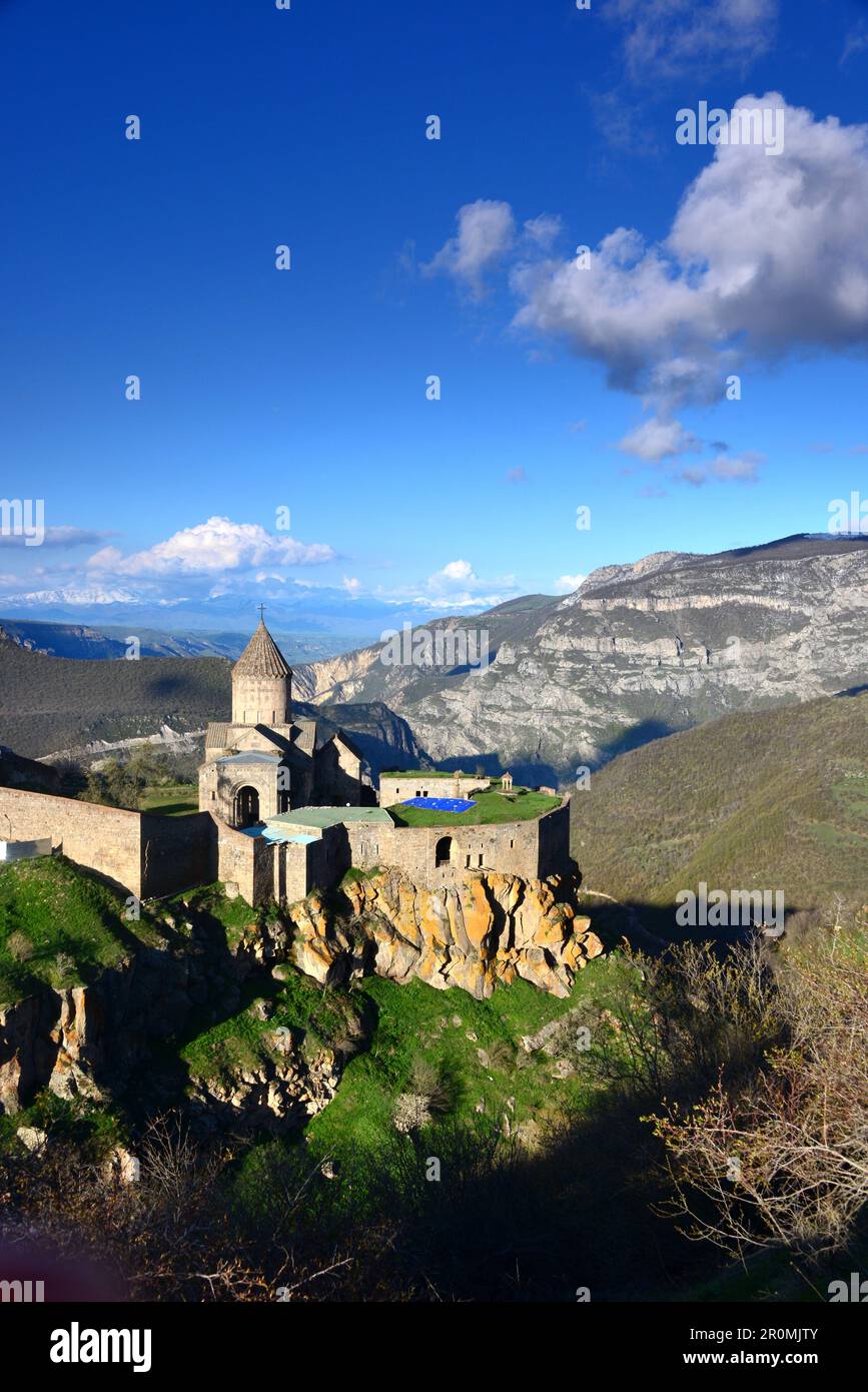 Early Christian monastery Tatew in archaic landscape, Worotan gorge at ...