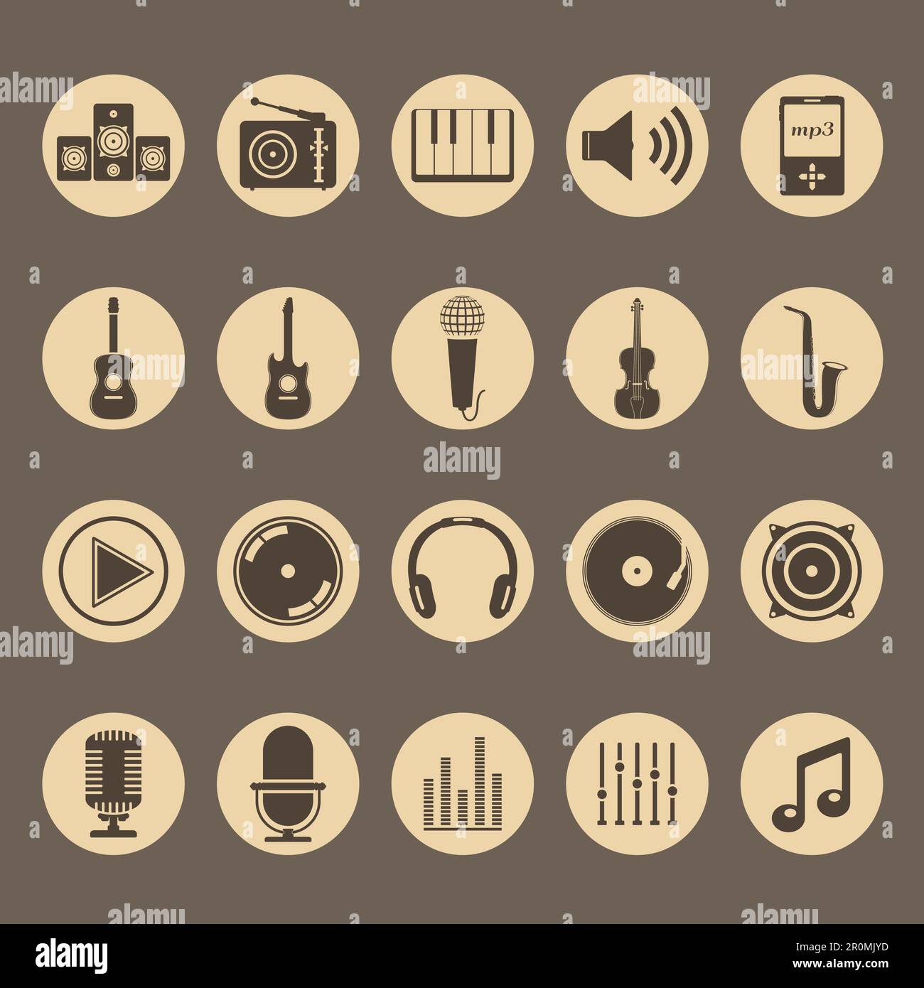 Set of musical icons, vector eps10 illustration Stock Vector Image ...