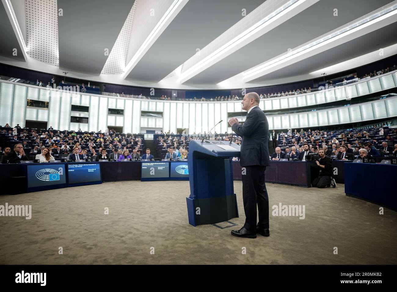Strasbourg, France. 09 May 2023, France, Straßburg: German Chancellor ...