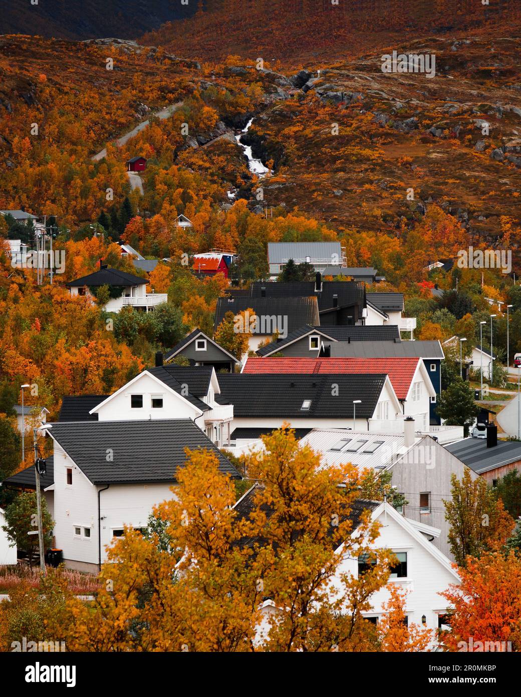 A peaceful small town surrounded by beautiful fall foliage in Northern ...