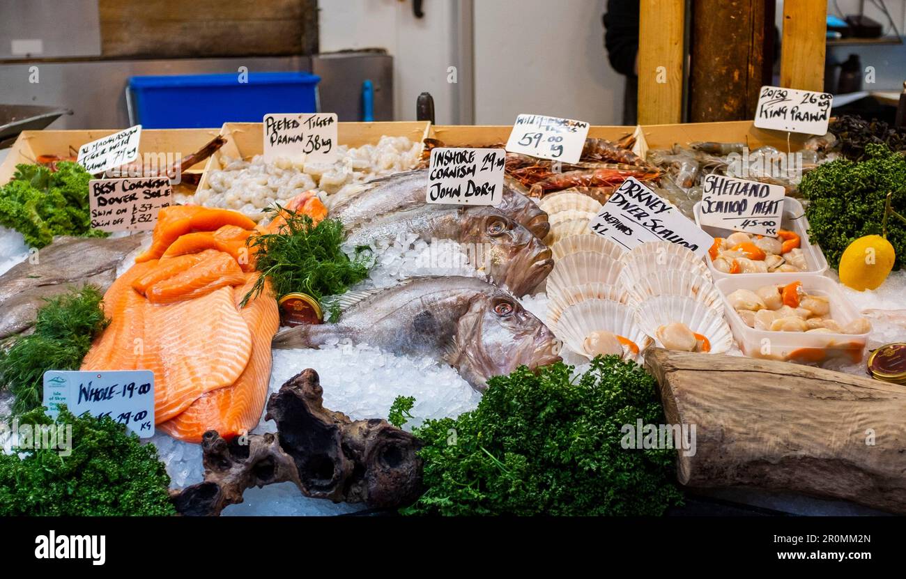 London Views - John Dory on display at a fishmongers stall in Borough ...