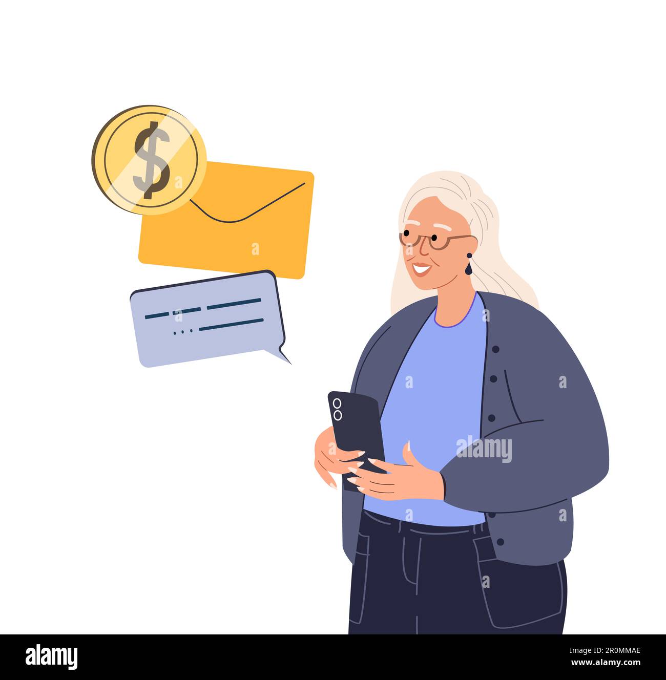 Old woman money vector Cut Out Stock Images & Pictures - Alamy