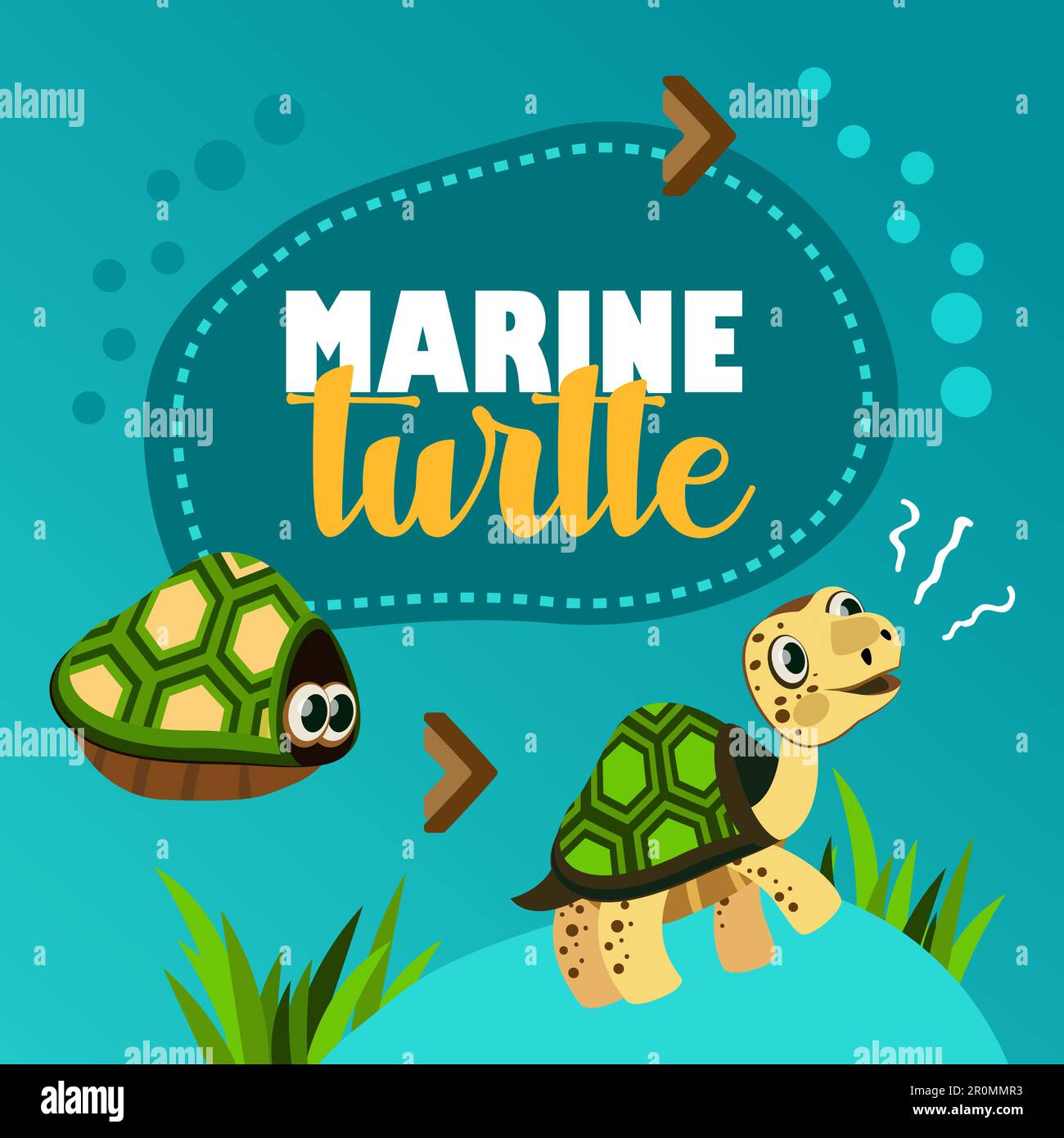 Blue background design with happy cute turtle Stock Vector Image & Art ...