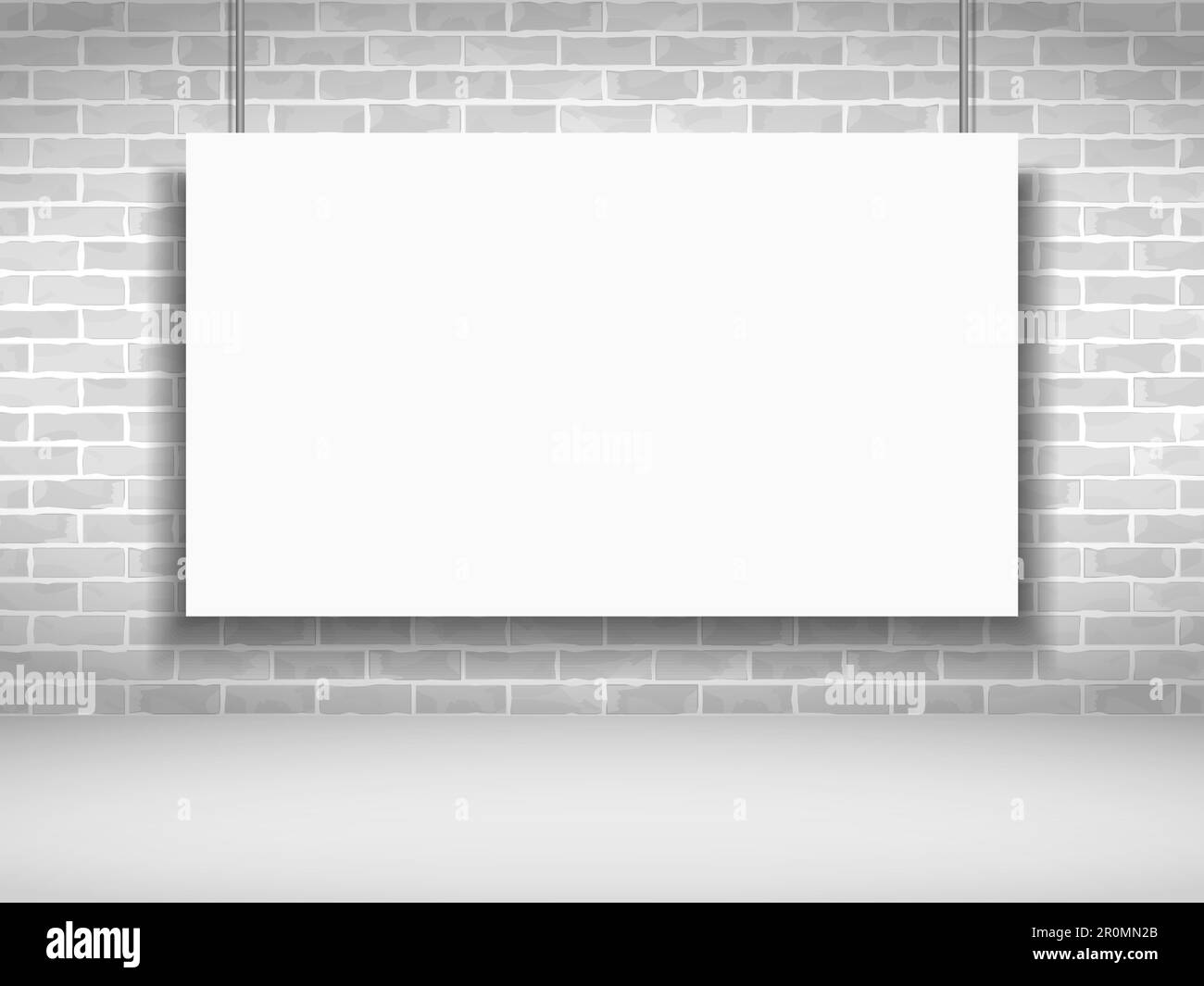 Blank white banner on brick wall, vector eps10 illustration Stock ...