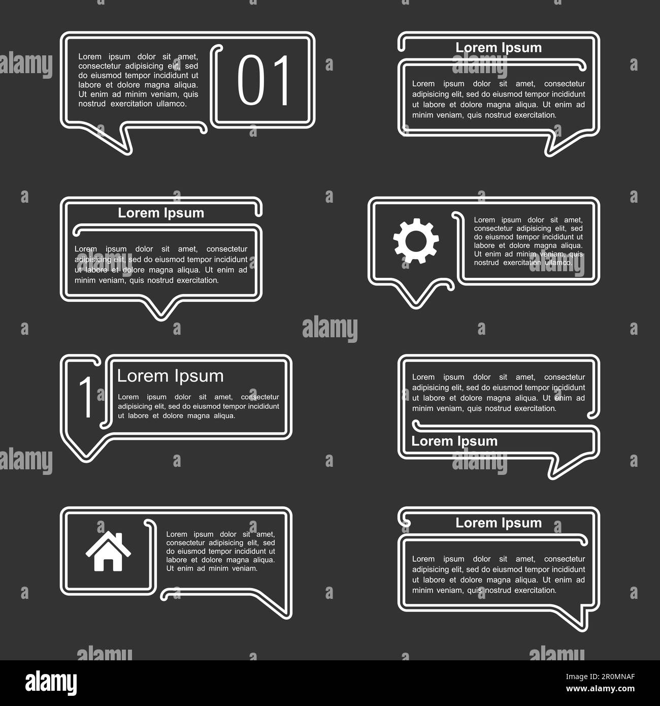 Line speech bubbles with place for your icons and text, vector eps10 ...