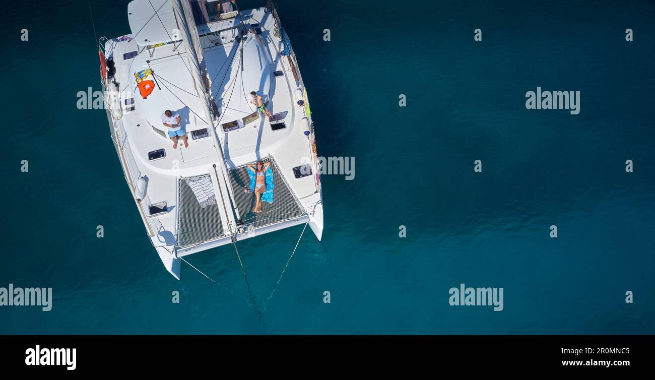 Aerial view luxurious catamaran hi-res stock photography and images - Alamy