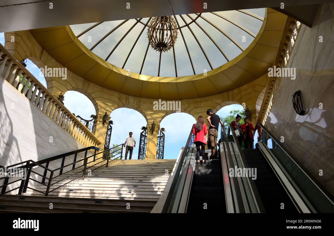 Street underpass exit with escalators in Bulvar Park at the Old City ...