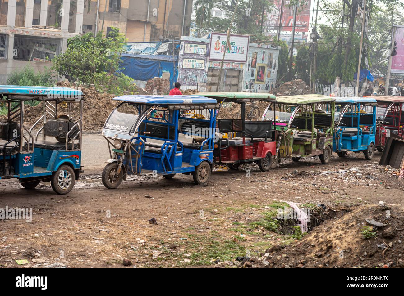 Auto Cars lineup in a row on a roadside. Kolkata West Bengal India ...