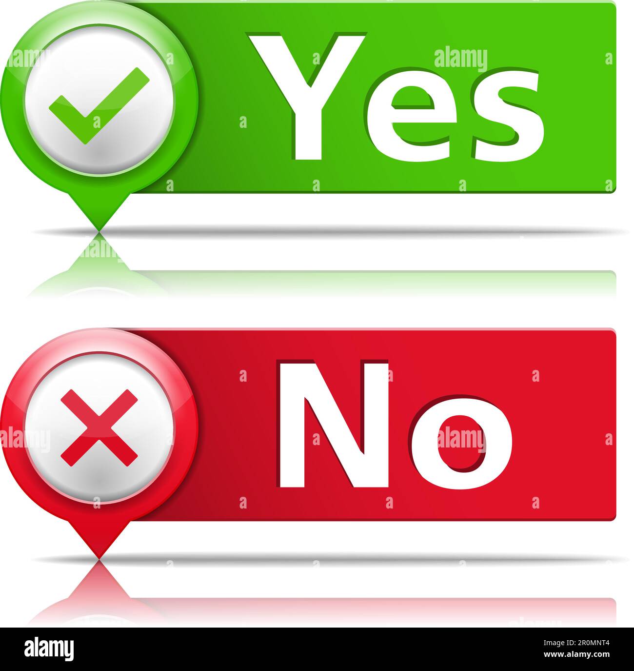 Yes and no banners with check and cross symbols, vector eps10 ...