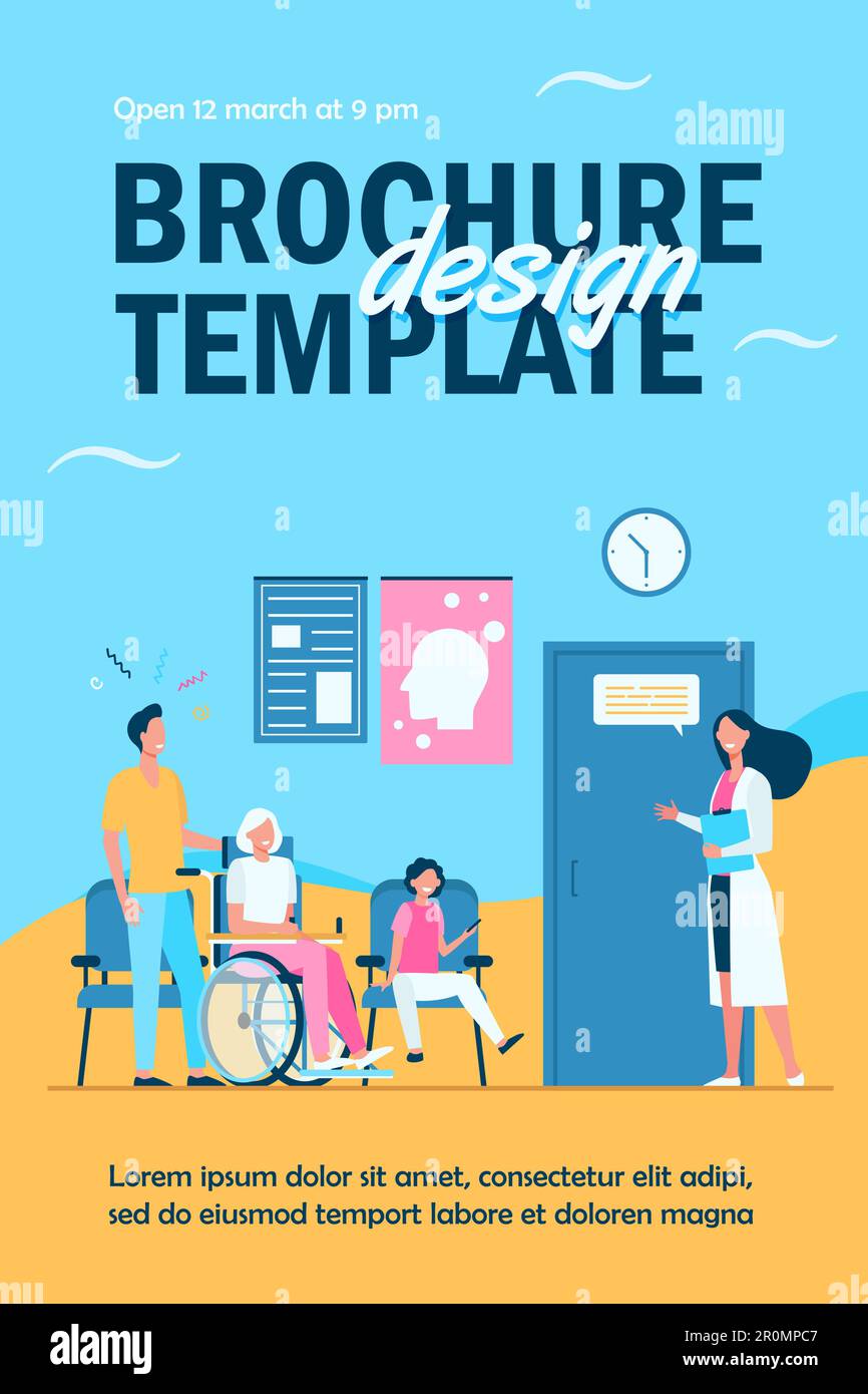 Patients in hospital waiting in line flat vector illustration Stock ...