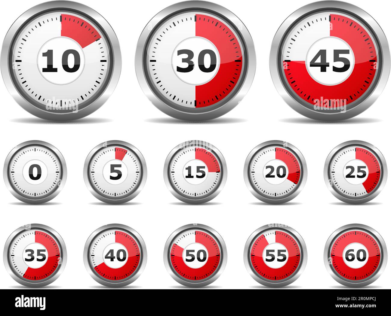 Set of red timers on white background, vector eps10 illustration Stock ...