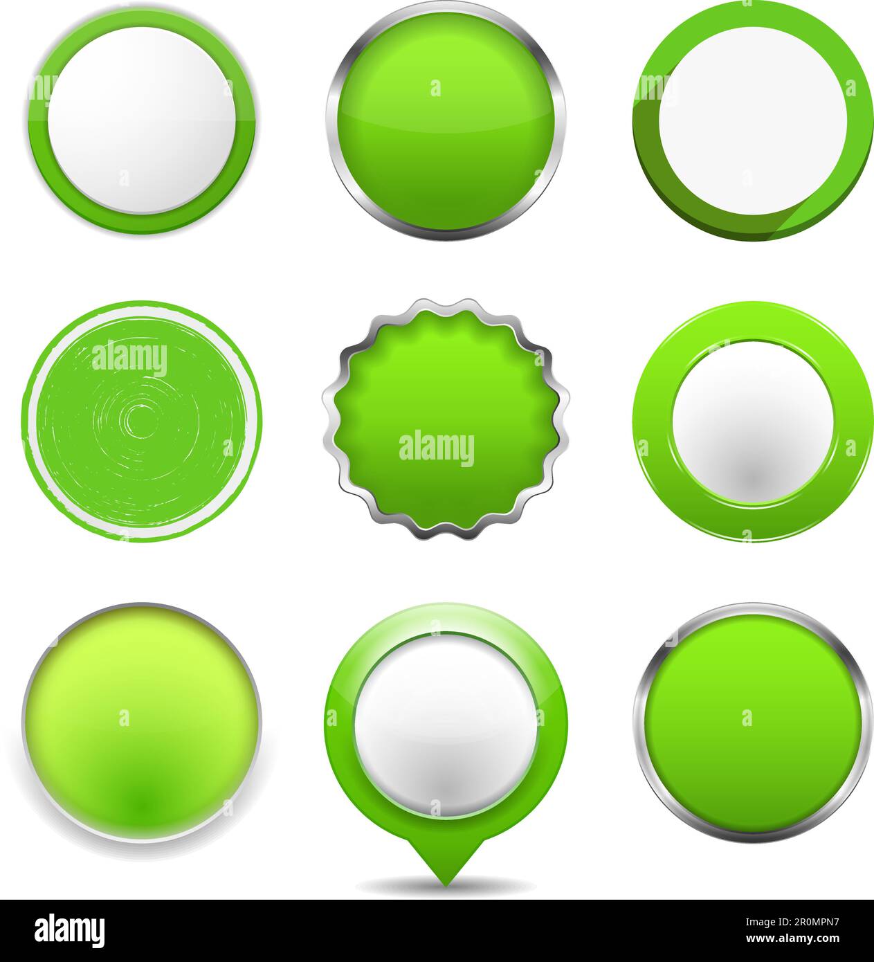 Set of green round buttons, vector eps10 illustration Stock Vector ...