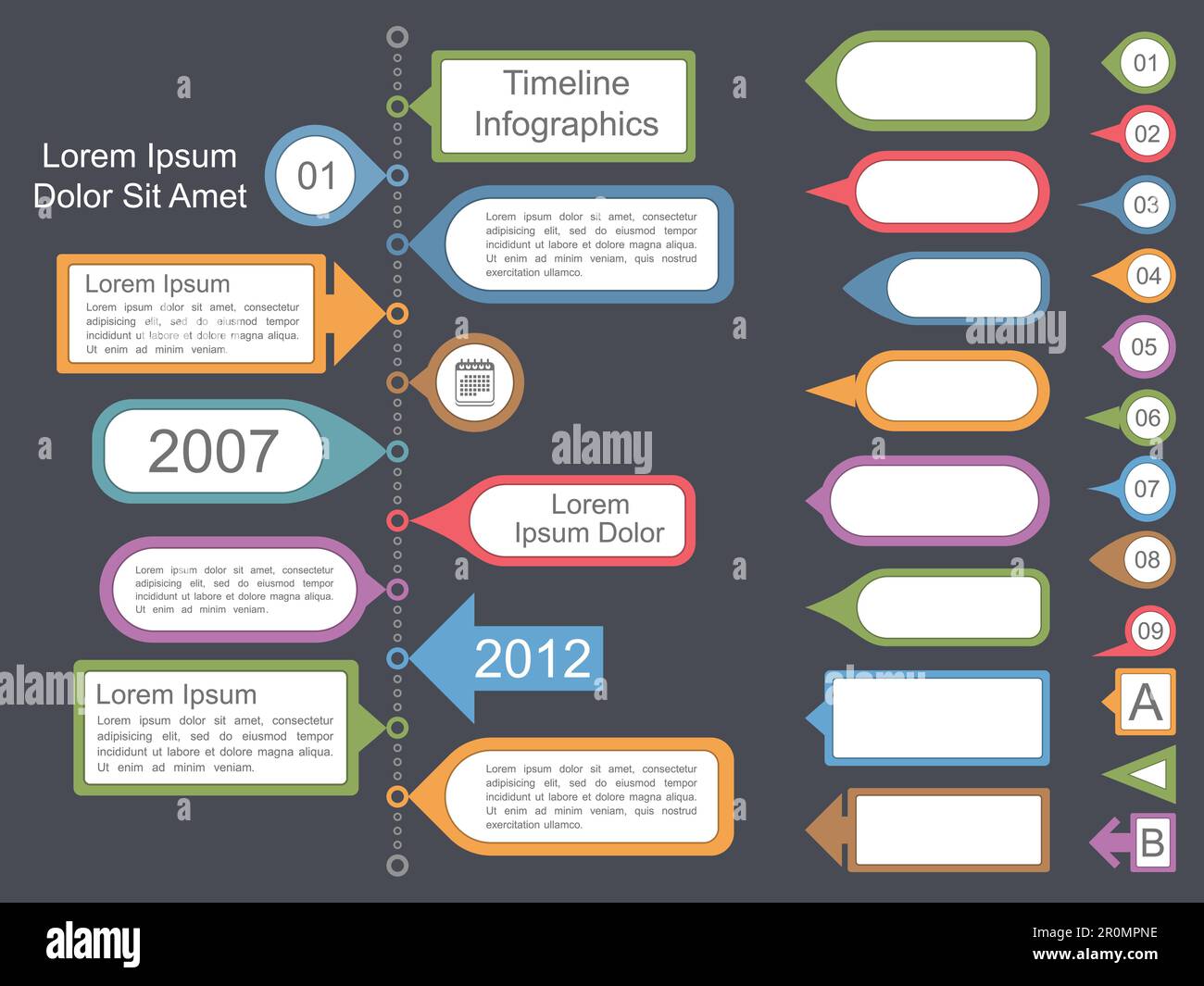 Timeline infographics template with different elements for your text ...